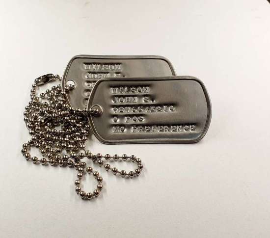 Personalised debossed US military dog tags without notch 1967 - 2015 ...